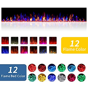 ZAFRO Electric Fireplace 30'' with Remote Control, Recessed Wall Mounted Electric Fireplace with Adjustable 12-Color Flame Brightness & Speed