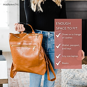 modern+chic Reese Trendy Backpack, Women's Vegan Leather Spacious Travel Bag, 12" W x 15" H or 15" W x 17" H