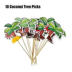 ALINK 50 Luau Umbrella Straws + 54-Pack Coconut Cups with Straws and Cocktail Picks