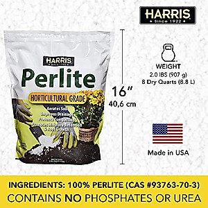 Harris Premium Horticultural Perlite for Plants and Gardening, 8qt to Promote Root Growth and Soil Health