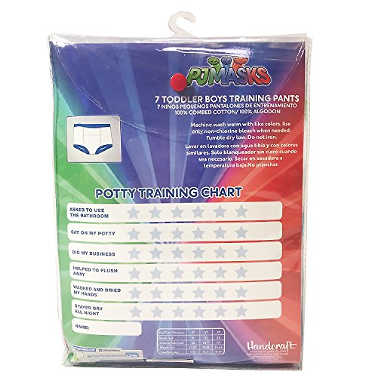 3pk, 7pk or 10pk Potty Training Pants with Success Tracking Chart Including Stickers in sizes 2T, 3T, and 4T