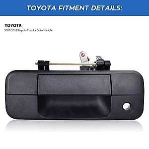 FAERSI Tailgate Handle Rear Liftgate Latch Door Handle with Keyhole Replacements for Toyota Tundra 2007 2008 2009 2010 2011 2012 2013, Replaces# 69090-0C040, 690900C040, 81213