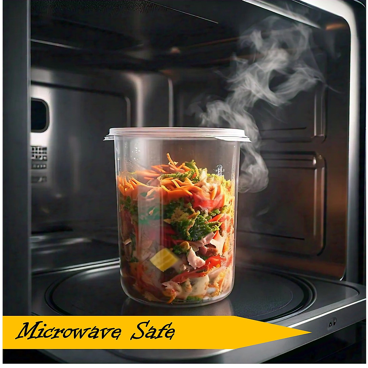 Mr Miracle Deli Containers with Lids - 12 Pack of 32 oz Clear Airtight Reusable Plastic Food and Multi-Purpose Containers - Microwave, Freezer, and Dishwasher Safe