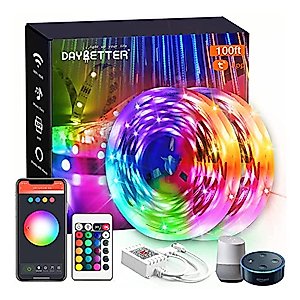 DAYBETTER Smart WiFi Led Lights 100ft, Tuya App Controlled Led Strip Lights, Work with Alexa and Google Assistant, Timer Schedule Led Lights Strip, Color Changing Led Lights for Bedroom Party Kitchen