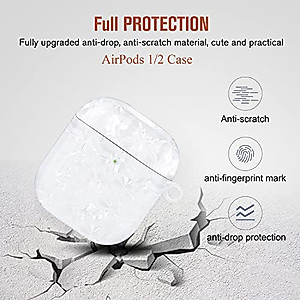 AirPods Case Cute Cover Skin with Giltter Shell Pearl Wrist Keychain,AirPod Case Cute 1st Generation Case Full Protective TPU Cover Airpods 1&2 Case for Girls and Women (AirPods 1&2 Case)