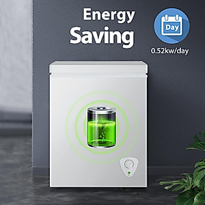 Chest Freezer, 3.5 Cu Ft Compact Deep Freezer With Fast Cooling & Convenient Pulley, Perfect for Kitchen Parlor, Small Freezer With Low Noise & Energy Saving, White
