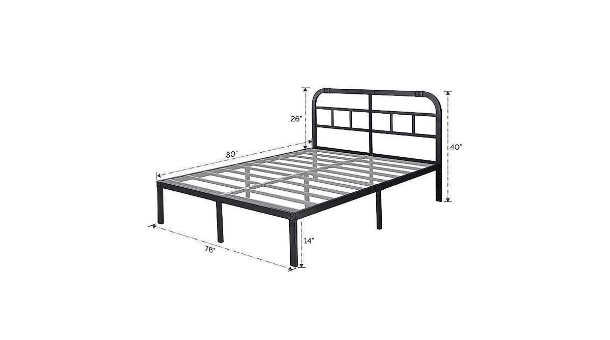 TATAGO 14 Inch King Bed Frame with Headboard - Heavy Duty & No Noise
