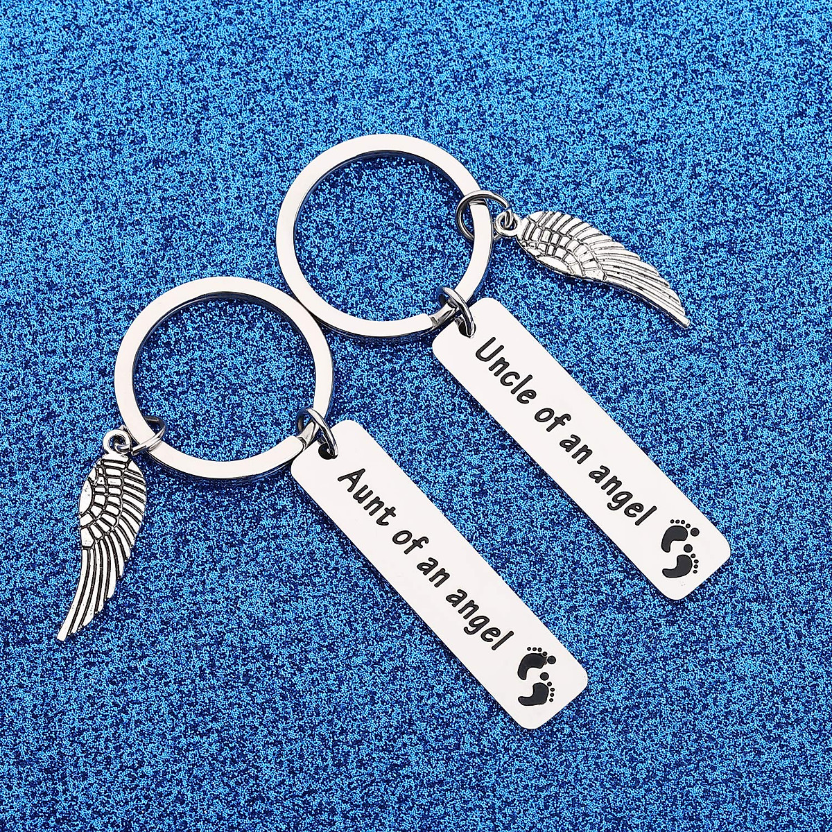 WUSUANED Child Memorial Keychain Uncle/Aunt of an Angel Sympathy Gift Loss of Child Gift (Uncle Aunt Set)