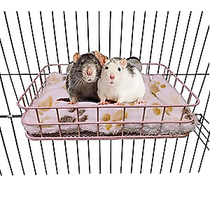 JSLZF Rat Cage Platform Accessories Hanging Rat Ledge Metal Ferret Hammock Squirrel Cage Bed Small Animal Habitat for Hamster, Sugar Glider, Rat- Pink