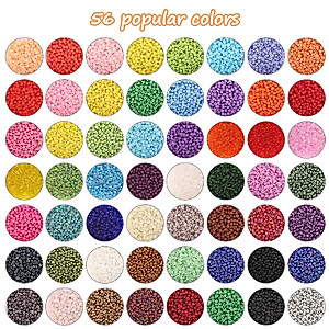 Quefe 45000pcs Glass Seed Beads for Bracelet Making Kit, 56 Colors 2mm Small Beads for Jewelry Making, 260pcs Letter Beads for Crafts Gifts