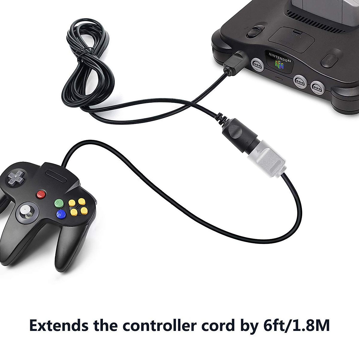 miadore 2-Pack Wired Classic 64 Controller Bundle with 2 Extension Cords [1.8m/6ft ] Compatible with N64 Video Game Console (Black and Yellow)