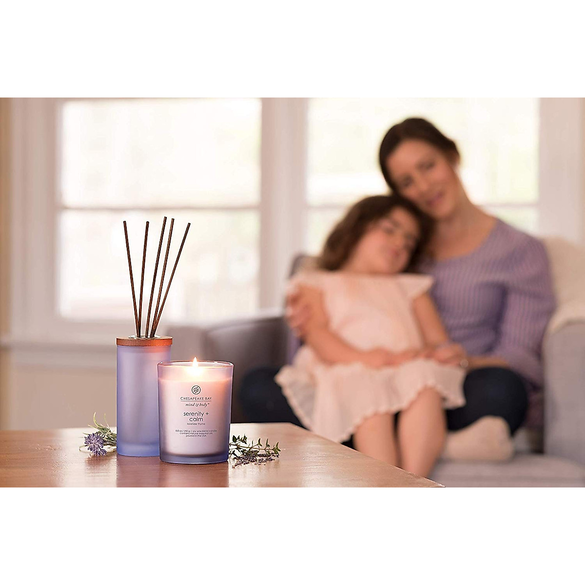Chesapeake Bay Candle Scented Candles, Serenity + Calm (Lavender Thyme) Medium Jar, 2-Pack, Perfect for Home Décor and Gifting