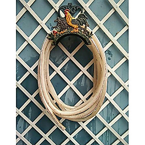 SKipdr Cast Iron Garden Hose Reel Storage Holder Hose Hanger Holder Wall Mounted Rack Decorative Cock