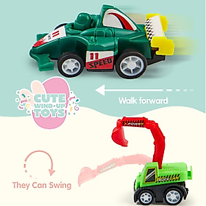 JOYIN 12 Pcs Filled Easter Eggs with Toy Cars, Colorful Prefilled Pull Back Construction Vehicle and Race Car for Kids Boys Hunt, Basket Stuffers, Party Favors