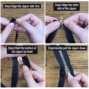 Micro Traders 10PCS Number 5 Zippers Replacement Reversible Pulls Sliders Zips with U-shape Stop Kit for Outdoor Tents and Double-Sided Multicolour 37x12mm