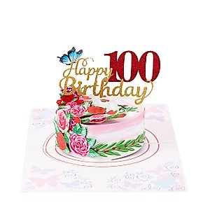 TRUANCE Pop Up Card, 100Th Birthday Card, Happy Birthday Gift For Men, Women, Brother, Sister, Mom, Dad And Friend