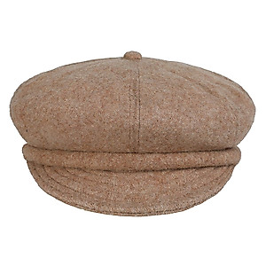JASMIN DANTIYA Women's Lama-Wool Visor Beret Newsboy Hat Cap Cabbie Winter Cozy Hat (Khaki)