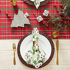DII Holiday Dining Table Linen Collection Tartan Holly Plaid, Christmas Table Runner, 14x72, Red & Green