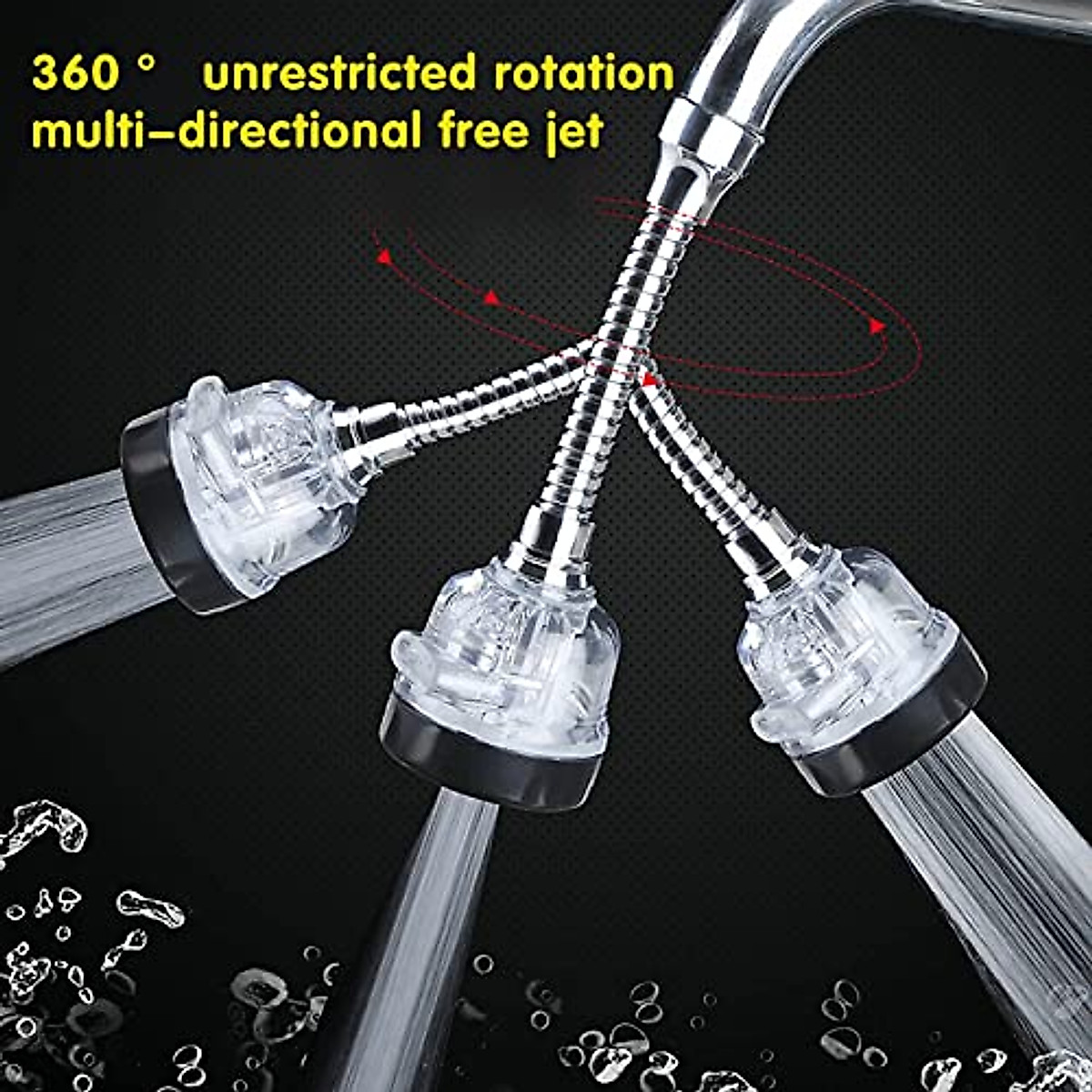Askfairy Universal Splash Filter Faucet 360° Rotating Splash-Proof Rotating Faucet Nozzle, Pressurized Shower Water Saving Three Modes