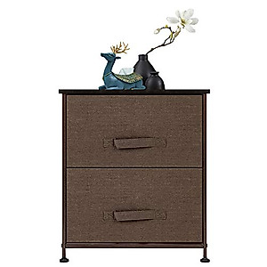 Corodo 2 Drawers Dresser Fabric Furniture Storage Tower Unit for Bedroom, Hallway, Entryway, Hallway Closet Organizers - Sturdy Steel Frame, Wood Top, Easy Pull Handle Bins