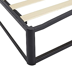 Amazon Basics Metal Platform Bed Frame with Wood Slat Support, 6 Inches High, Full, Black