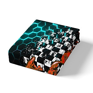 Feelyou Motocross Duvet Cover Set Black Orange Dirt Bike Rider Blue Orange Honeycomb Bedding Set Boys Racing Grid Comforter Cover Fashion Motorcycle Silhouette Quilt Cover Room 2Pcs Twin Size,Zipper