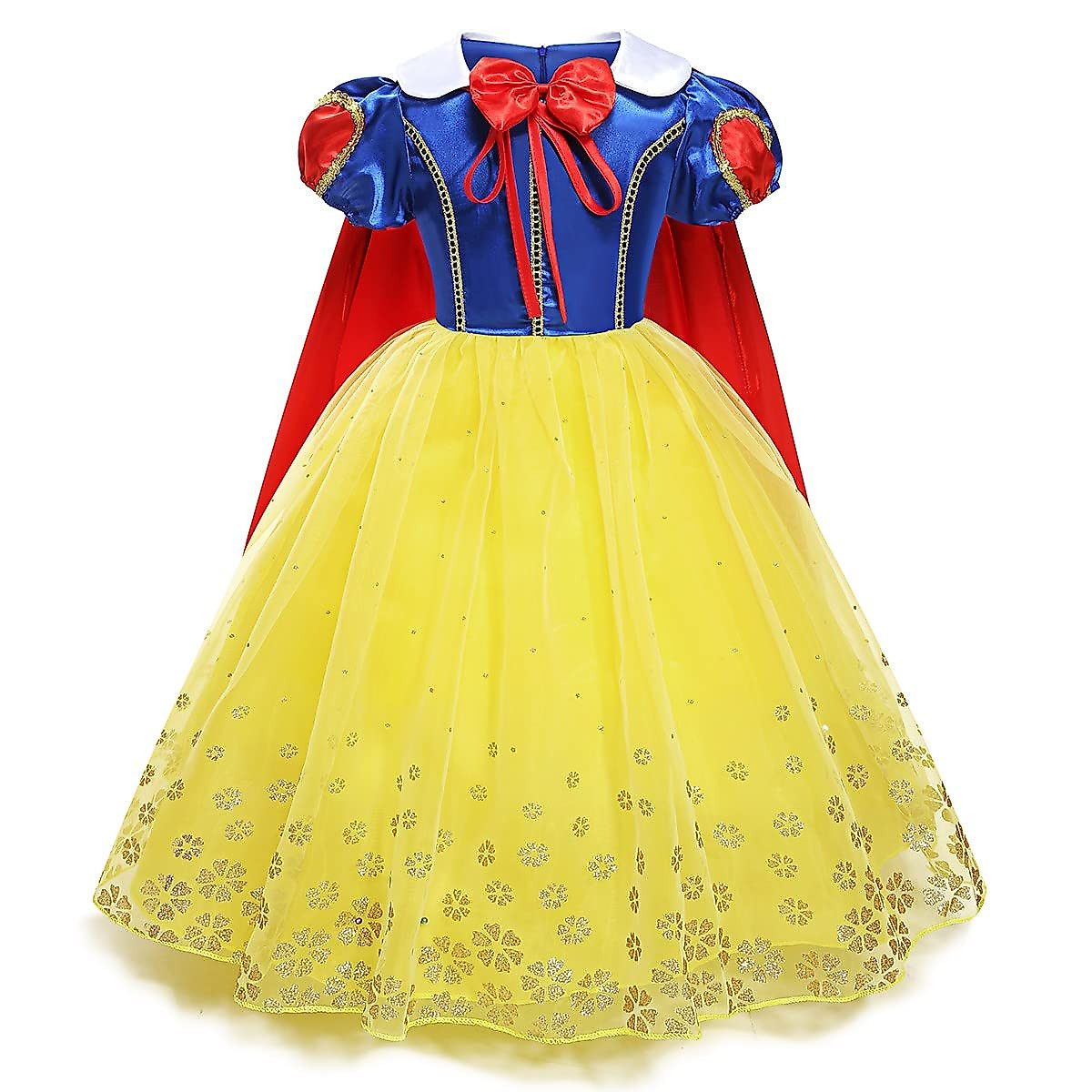 HIHCBF Girls Princess Snow White Costume Birthday Christmas Halloween Carnival Fancy Dress Up w/Cloak Accessories 4-5T