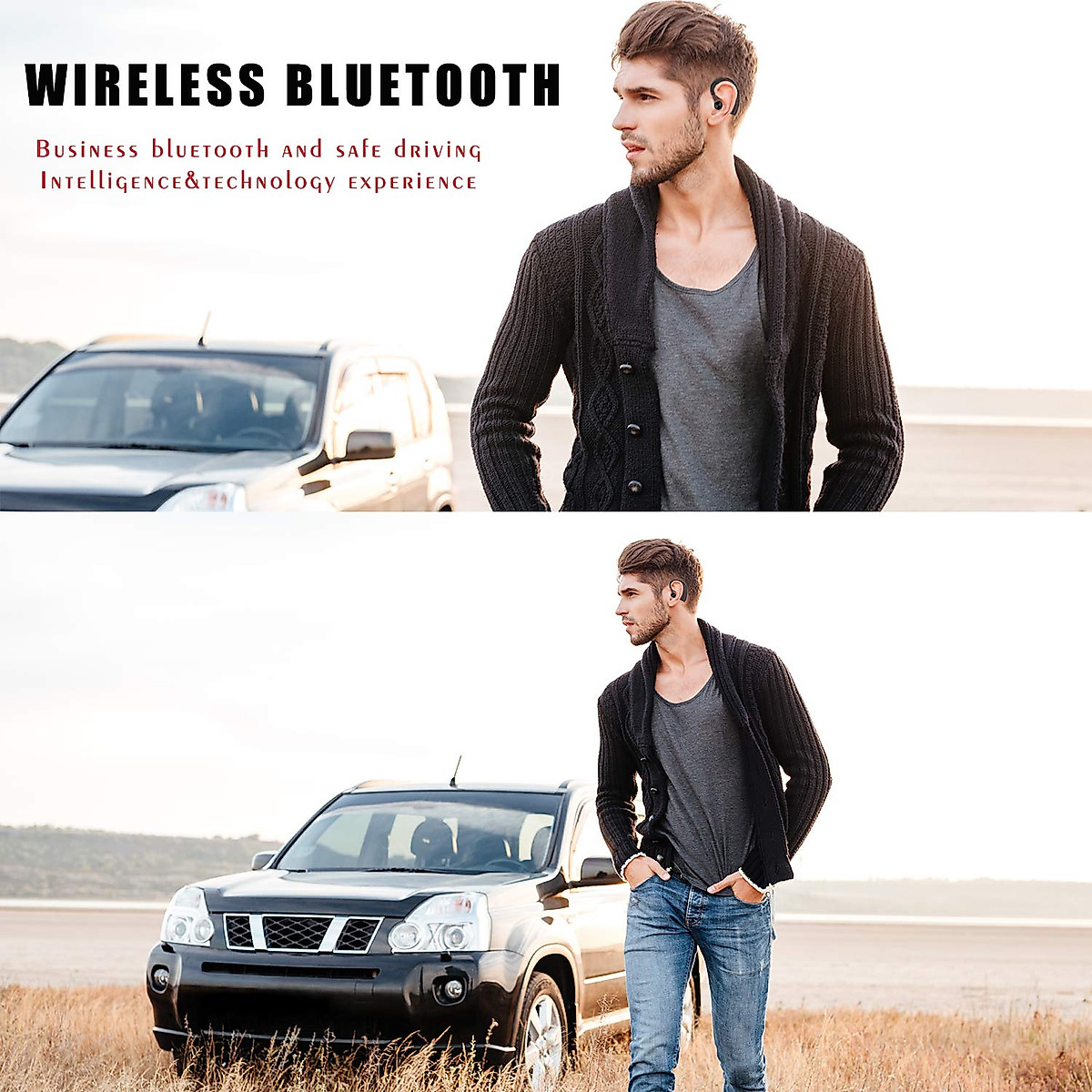 Bluetooth Headset Wireless Business Bluetooth V5.0 Earpiece Ultralight HD Headphones Hands-free Earphones with Noise Cancellation Microphone Wide Compatible with Cell Phones for Office/ Work Out/Truck