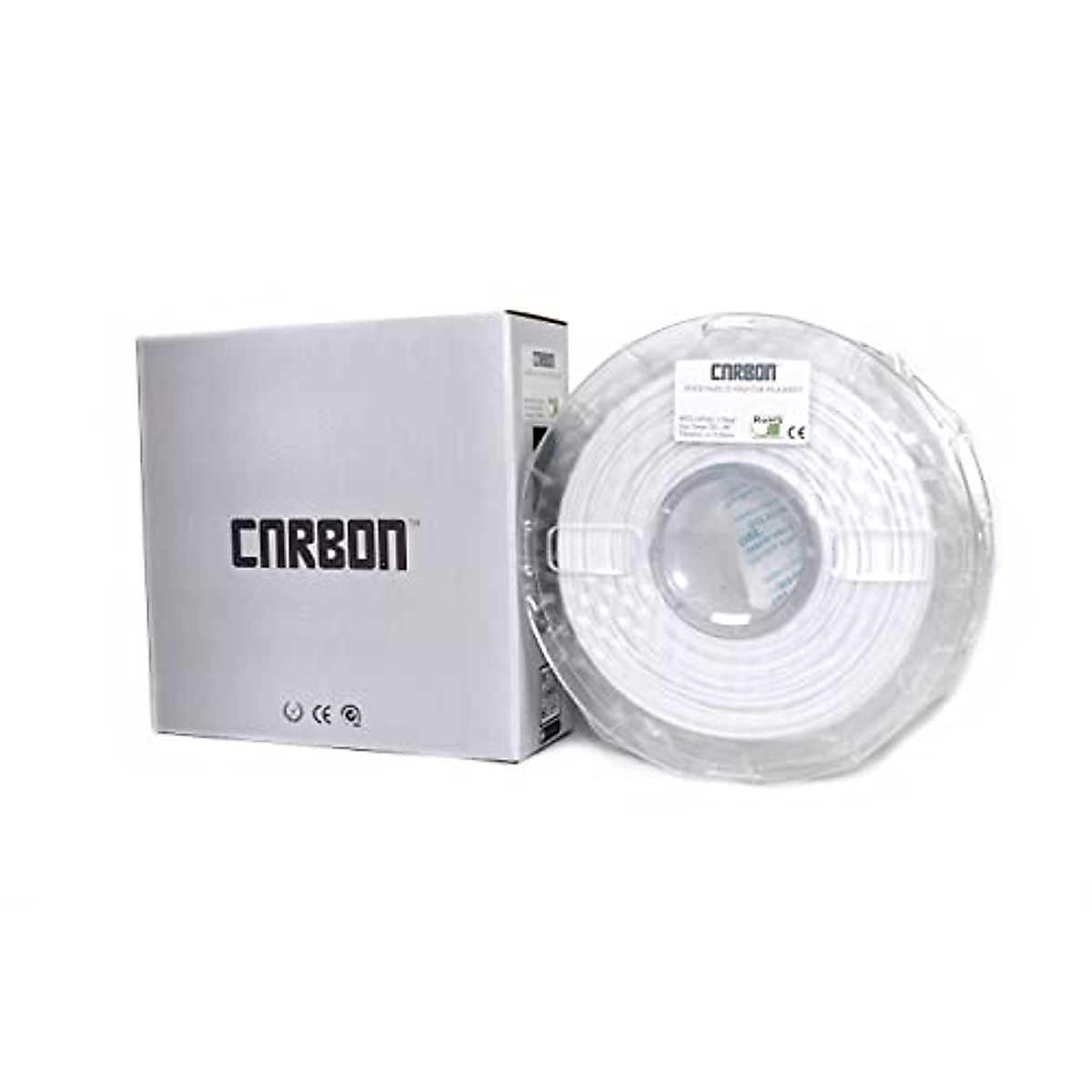 Certified Food Grade PETG 3D Printer Filament - Carbon Brand - Lab Tested FDA Compliant Food Safe, 1.75mm, 1kg, Temp: (Nozzle 220°C - 260°C, Bed: 0°C/60°C - 80°C), Accuracy: +/- 0.02 (White)