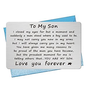 MXRSDF Son Gifts - Son Inspirational Engraved Wallet Card