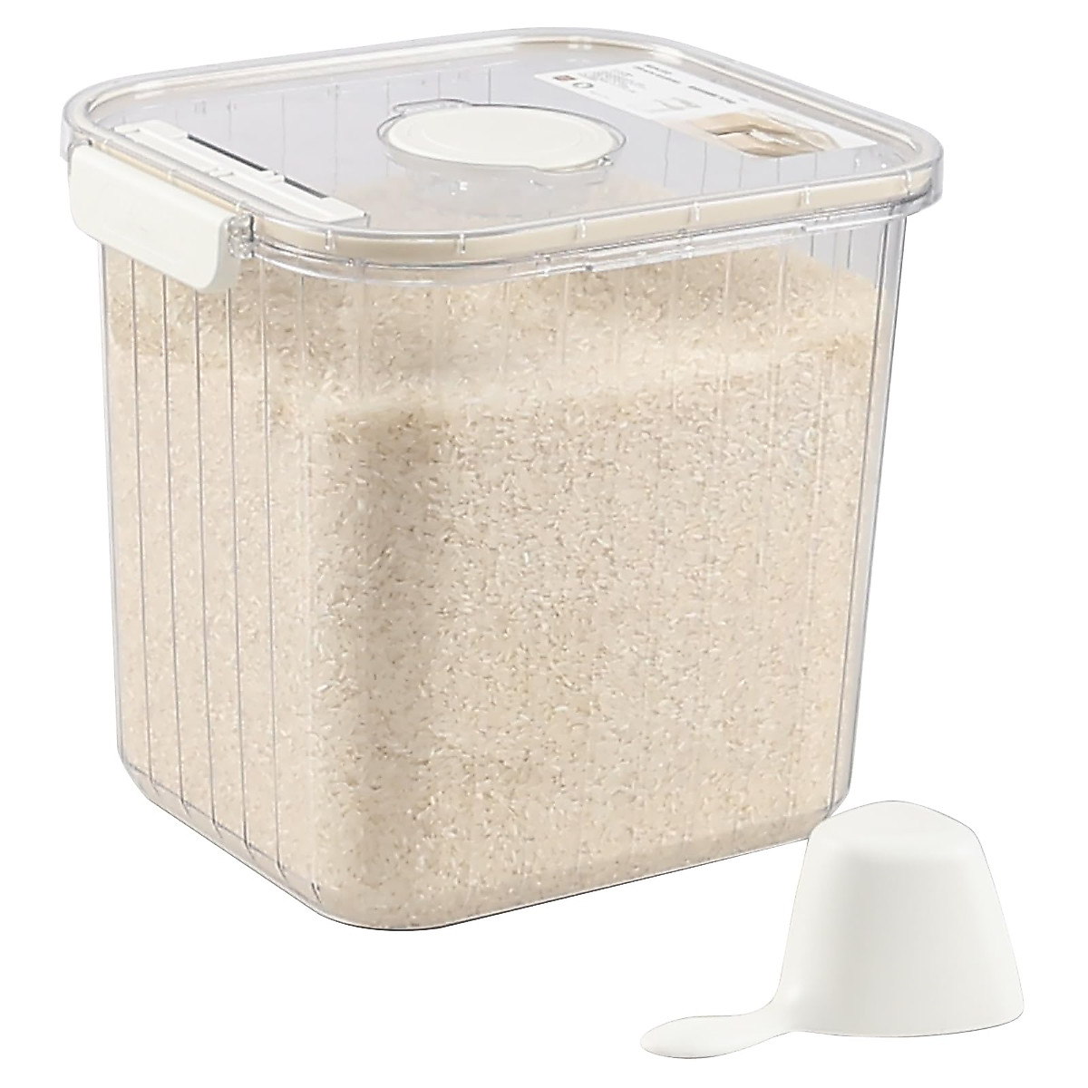 22 Lbs Airtight Rice Container with Cup, Clear Food Storage Container for Dry Food, 1 Pack