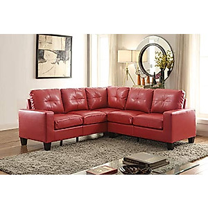 Glory Furniture Newbury KD Sectional, Red. Living Room Furniture, 35" H x 82" W x 32" D