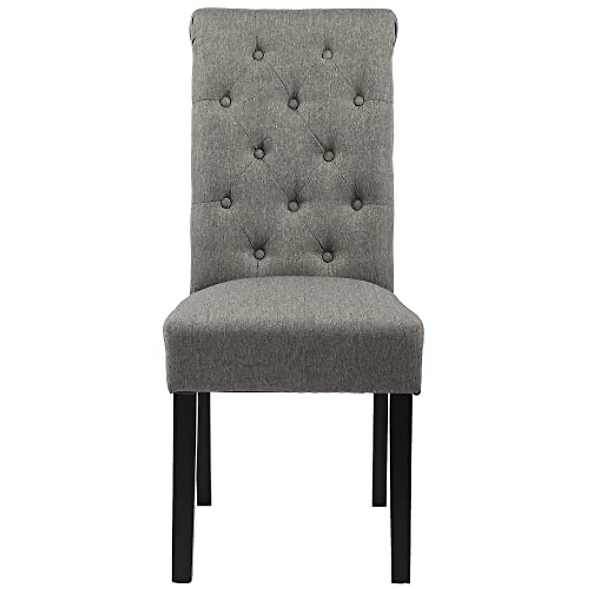 GOTMINSI Upholstered Fabric Dining Room Chairs Tufted Parsons Dining Chairs Accent Kitchen Chairs with Solid Wood Legs for Home Kitchen and Restaurant (Set of 2), Gray