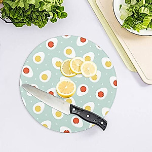 Boiled Eggs Glass Cutting Board Round Kitchen Decorative Chopping Blocks Mats Food Tray for Men Women