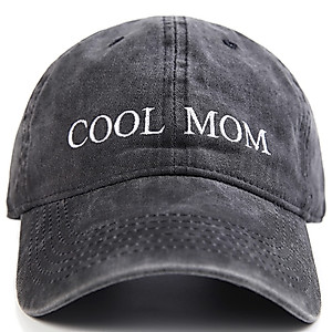 Cool Mom Hat, Gift for Mothers Day Brithday Christmas Mama Hats for Women, Embroidery Distressed Mom Hat Baseball Caps Black