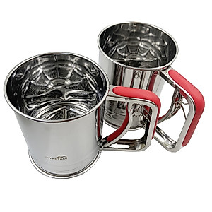 Stainless Steel Flour Sifter for Baking with Silicone Handle(3 Cup)