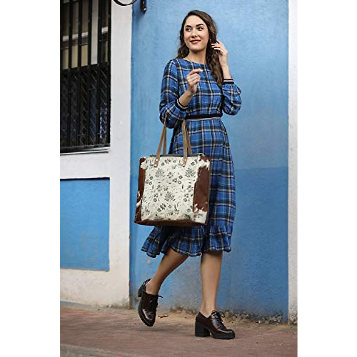 Myra Bag Sunburned Upcycled Canvas & Cowhide Tote Bag S-1468