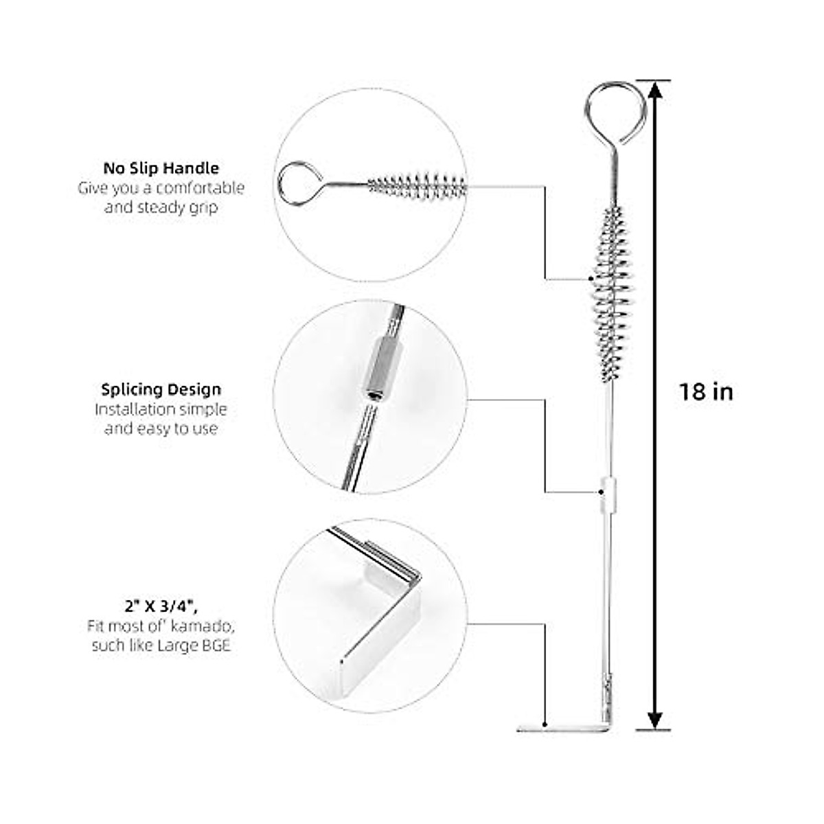 cicee 18 Inch Ash Removal Tool and Ash Pan for Bi Green Egg,Stainless Steel for Bi Green Egg Accessories Ash Tool Poker for BGE Primo and Other Charcoal Kamado[at+AP]
