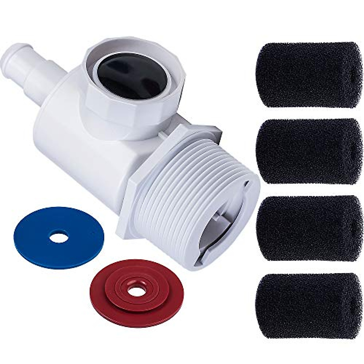 Ultra Durable Pool Cleaner 9-100-9001 UWF Connector & 4 Packs 9-100-3105 Sweep Hose Scrubber Replacement Part by BlueStars - Exact Fit for Polaris 380 280 180 Swimming Pool Cleaner