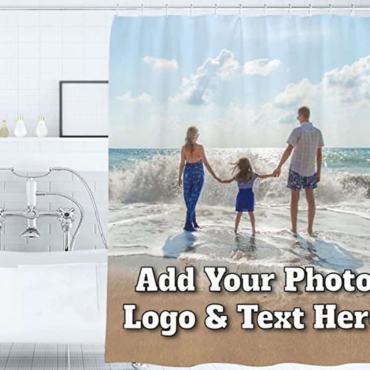 Sinsoledad Custom Shower Curtain, Personalized Shower Curtain Upload Image Backdrop Photograph Art Design ADD Logo Text (48"x72")