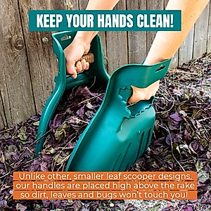 MEKKAPRO Leaf Scoops and Claws V2.0, 1-Pair (2 Pieces), Sturdy Ergonomic Grip, Large Hand Held Garden Rake Grabbers for Leaf Lawn Grass Removal