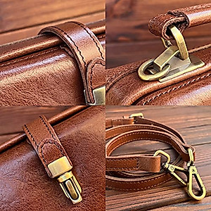 Leather Bags Purses and Handbags Shoulder Bags for Women Soft Leather Ladies Crossbody Bag & Carry Bag Doctor Bag Retro Style (Dark Brown)