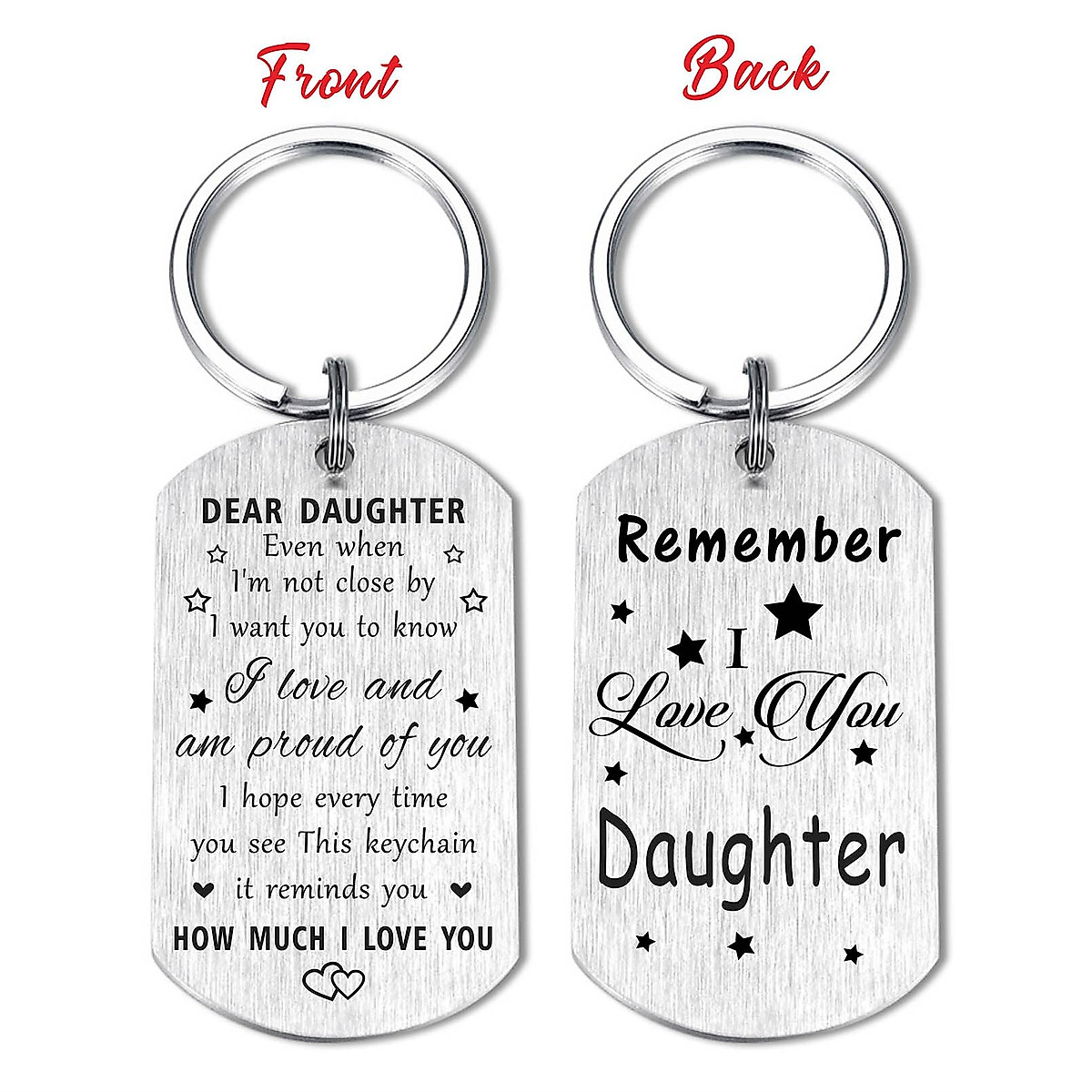 Resdink Daughter Keychain Gifts - to My Dear Daughter, I Love You Daughter Birthday Key Chain, Best Graduation Gifts for Our Daughter Proud of Daughter Teen Girl, Christmas Gifts for Adult Daughter