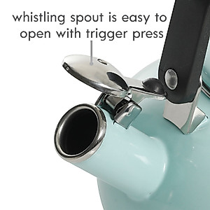 Kenmore Broadway Enamel on Steel Tea Kettle, 1.5-quart, Glacier Blue