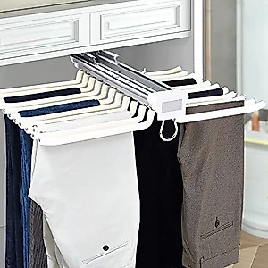 Pull Out Trousers Rack 22 Arms Pull Out Pants Rack Saving Space Pants Hanger Bar Clothes Organizers for Bedroom Closet