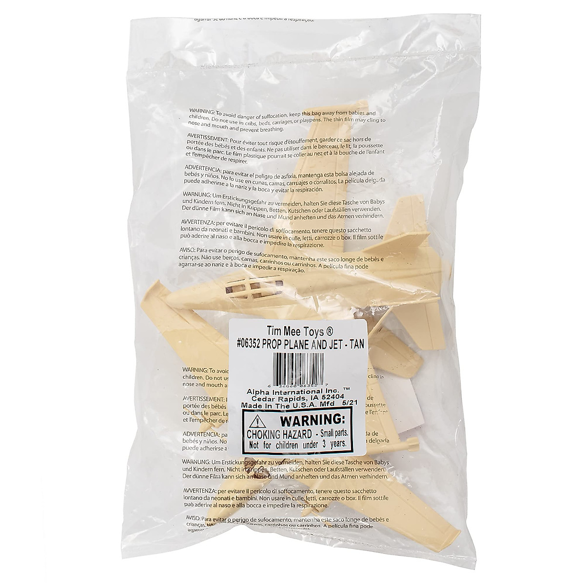 TimMee Prop Plane & Fighter Jet - Tan Plastic Army Men Airplanes US Made