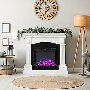 COSTWAY Electric Fireplace Insert 26-inch Wide, 5,000 BTU Recessed and Freestanding Fireplace Heater with Remote Control, 3 Flame Colors, 6 Brightness, 6H Timer, Fireplace for Indoor Use, 750/1500W
