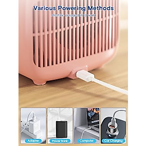 let'me Desk Fan, 11.8 Inch Bladeless Fan Mini Office Fan 4 Speeds with 5-Colors Ambient Light, USB Table Fan Small Quiet for Home, Bedroom,Dorm