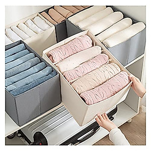 Wardrobe Clothes Drawer Organizers for Closet Clothing T-shirts Jeans Foldable 5 Grids, 2 Pack