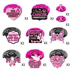 Yingoto 20 Pcs Breast Cancer Awareness Decorations Hanging Swirls, NO-DIY Breast Cancer Decorations, Breast Cancer Decorations for Party Swirls Glitter Foil Ceiling Swirls for Breast Cancer